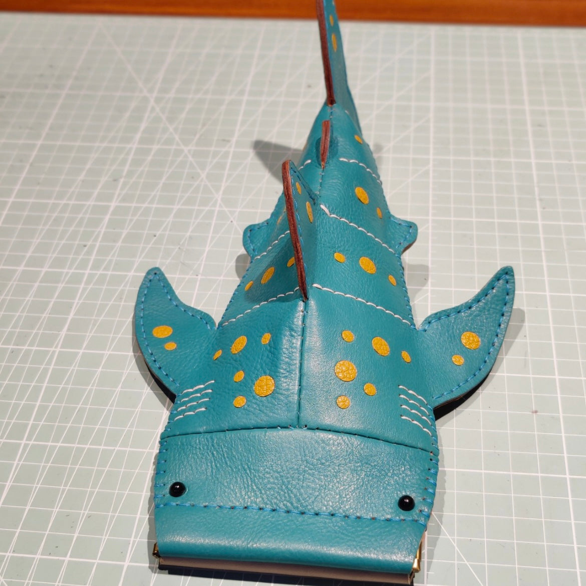 Handcrafted Genuine Leather Cute Shark-shaped Storage Pouch Pen Case ...